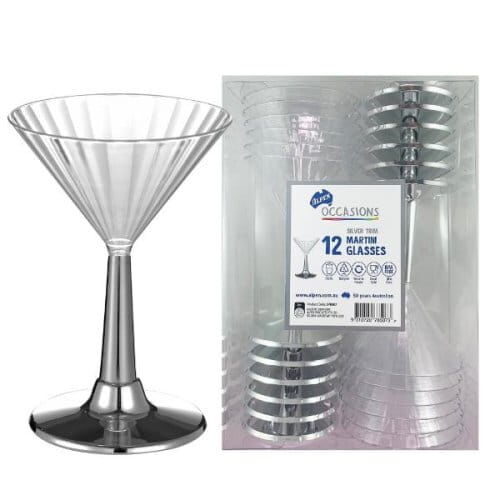 Silver Trim Plastic Martini Glasses 175ml Pk 96 | Shop 10,000+ Party ...