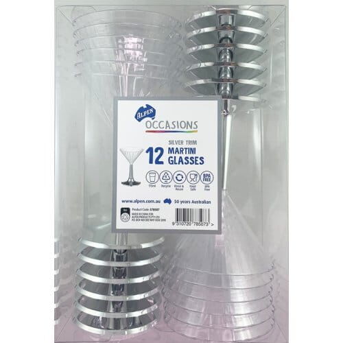 Silver Trim Plastic Martini Glasses 175ml Pk 96 | Shop 10,000+ Party ...