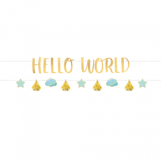 Blue & Gold Hello World Letter Banner Kit | Shop 10,000+ Party Products ...