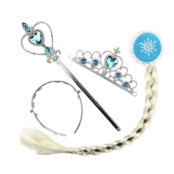 Blue Ice Princess Costume Set Tiara Plaited Hairclip Wand | Shop 10,000 ...