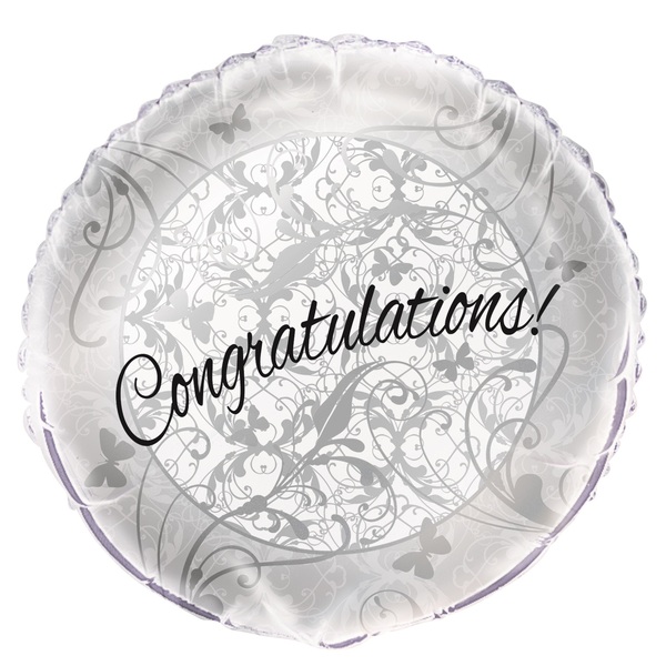 Silver Congratulations Foil Balloon Foil 18in Pk1 - Unique