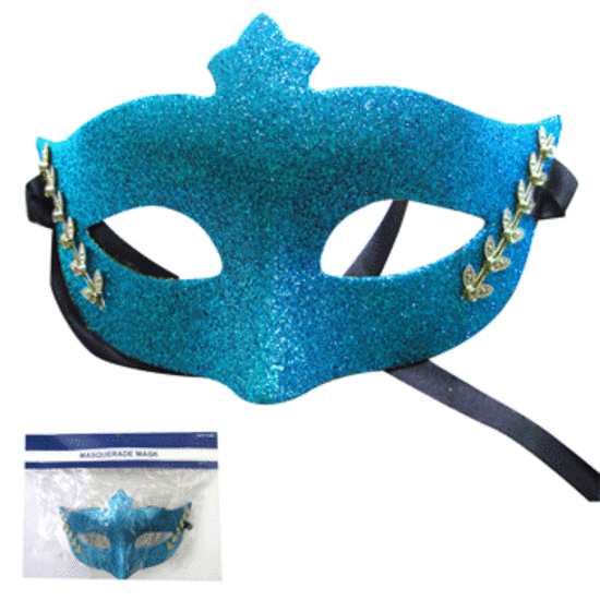 Blue Glitter Masquerade Mask Pk 1- Masquerade Masks - Buy Online