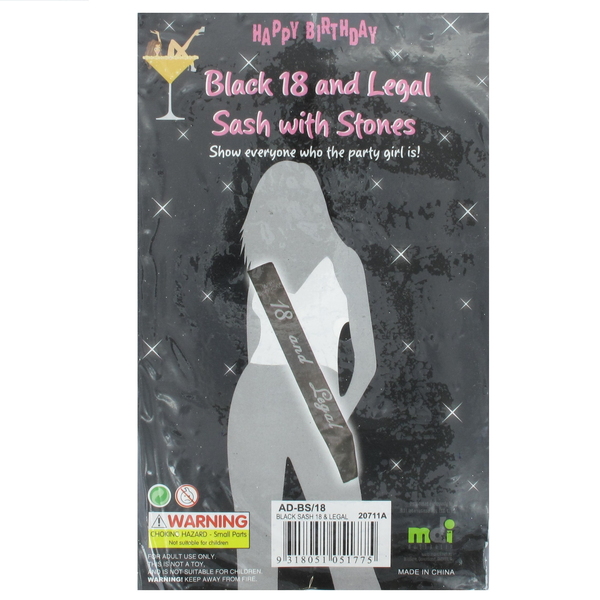 Black 18 & Legal Sash Pk 1 - 18th Birthday Party Sash - Buy Online