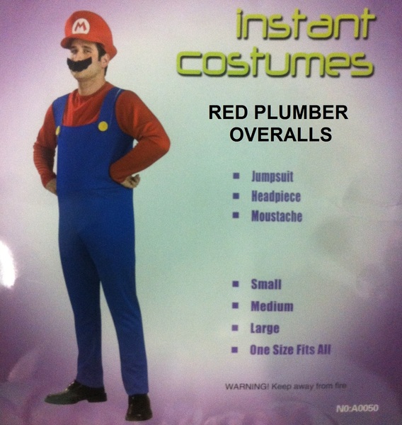 Red Adult Plumber Overalls Costume Pk 1 - Halloween Costumes - Shindigs ...
