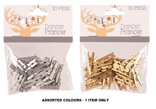 Gold or Silver Mini Pegs Decorations 3.5cm Pk 30 | Shop 10,000+ Party ...